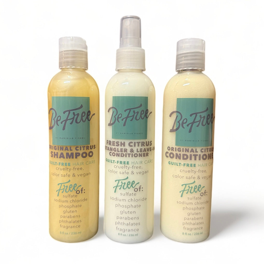3 Piece - Shampoo, Conditioner, and Detangler - Fresh Citrus – Be Free ...